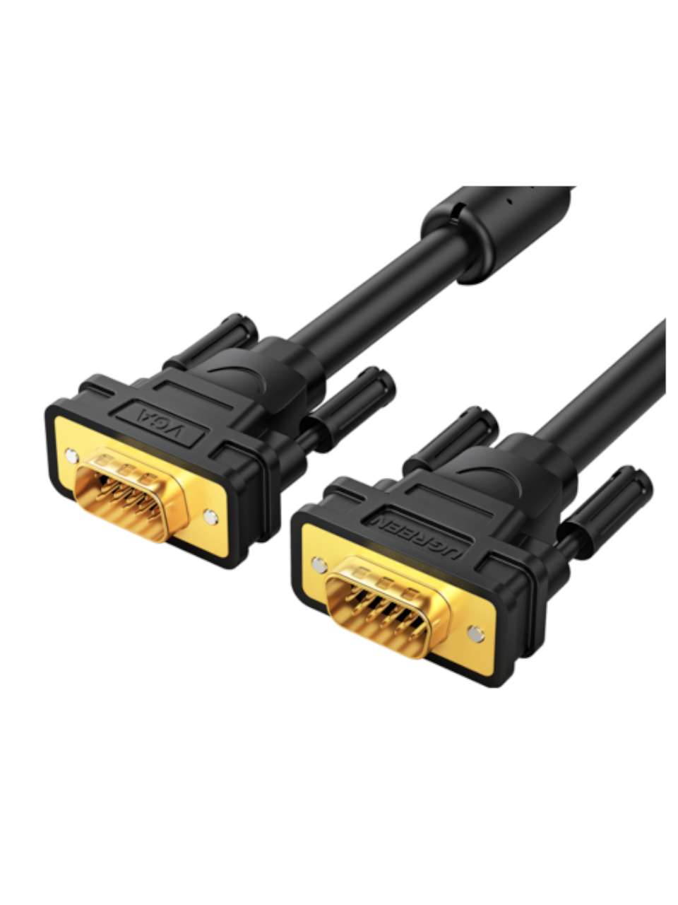 Кабель UGreen VGA VG101, 1 м, медь, чёрный, ферритовые кольца