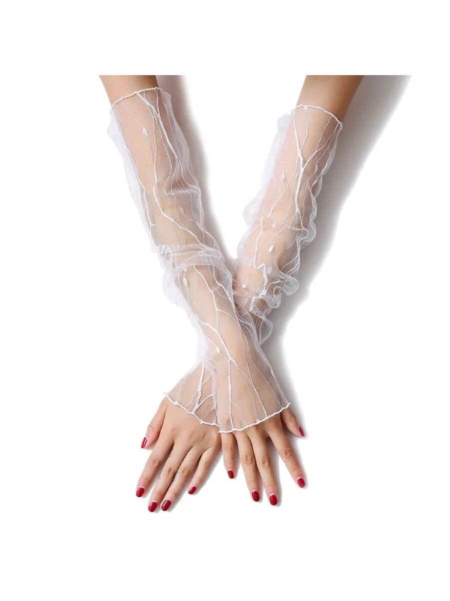 Митенки - рукав в сетку паутина белая