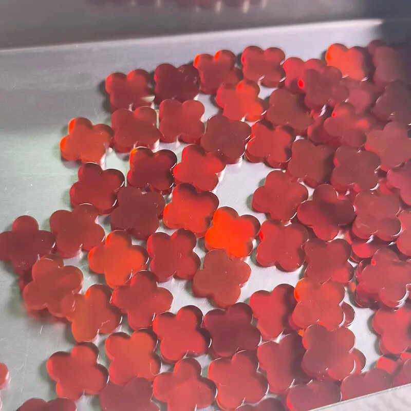 Черный/красный агат в форме цветка для изготовления бижутерии 12x12x2mm, Red