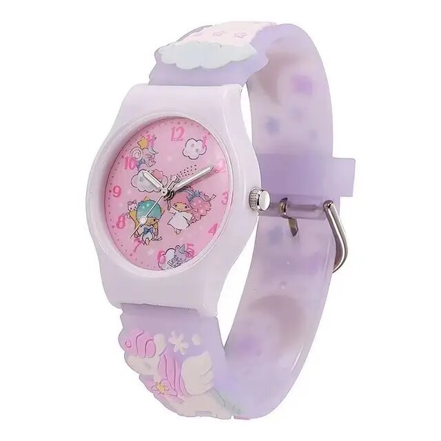 Детские наручные часы Sanrio с 3D-принтом Hello Kitty Cinnamoro, водонепроницаемые кварцевые часы Kuromi с мультяшным рождественским ремешком для часов, детский подарок,