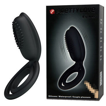 Baile Pretty Love Esther, черное Эрекционное виброкольцо с клиторальной щеточкой