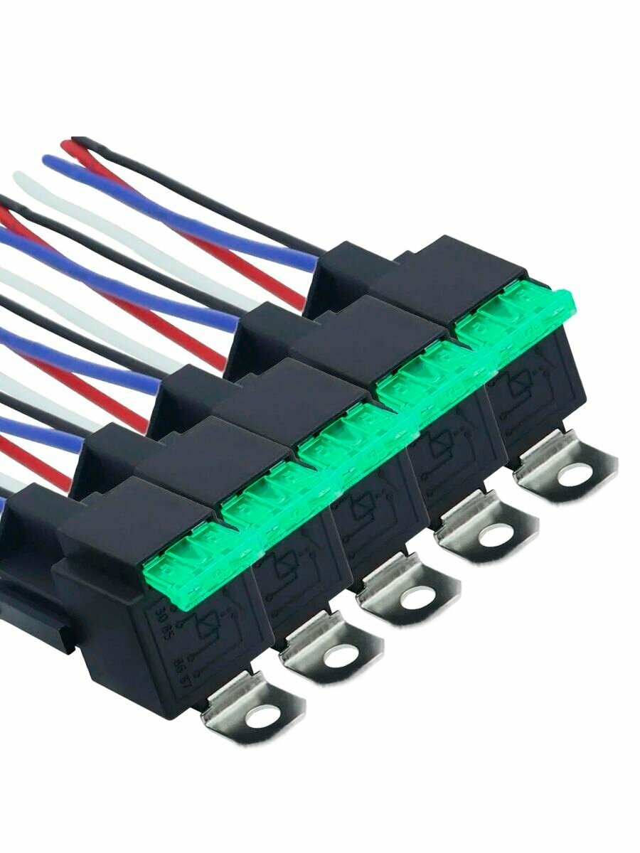 Реле 4 контактное с колодкой 12V, 5шт