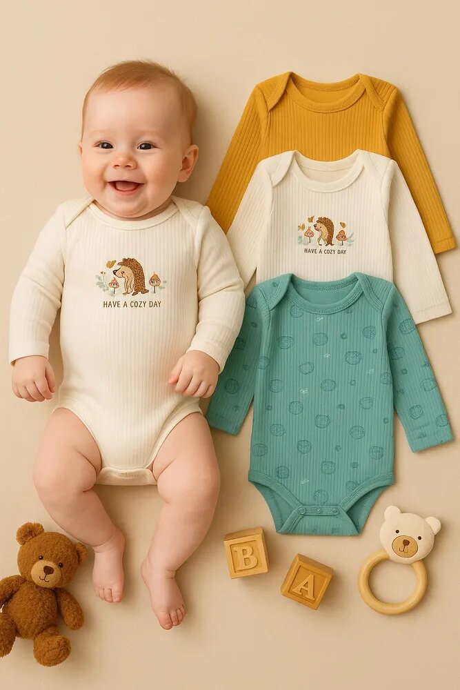 Боди для малышей, комплект из 3 шт.