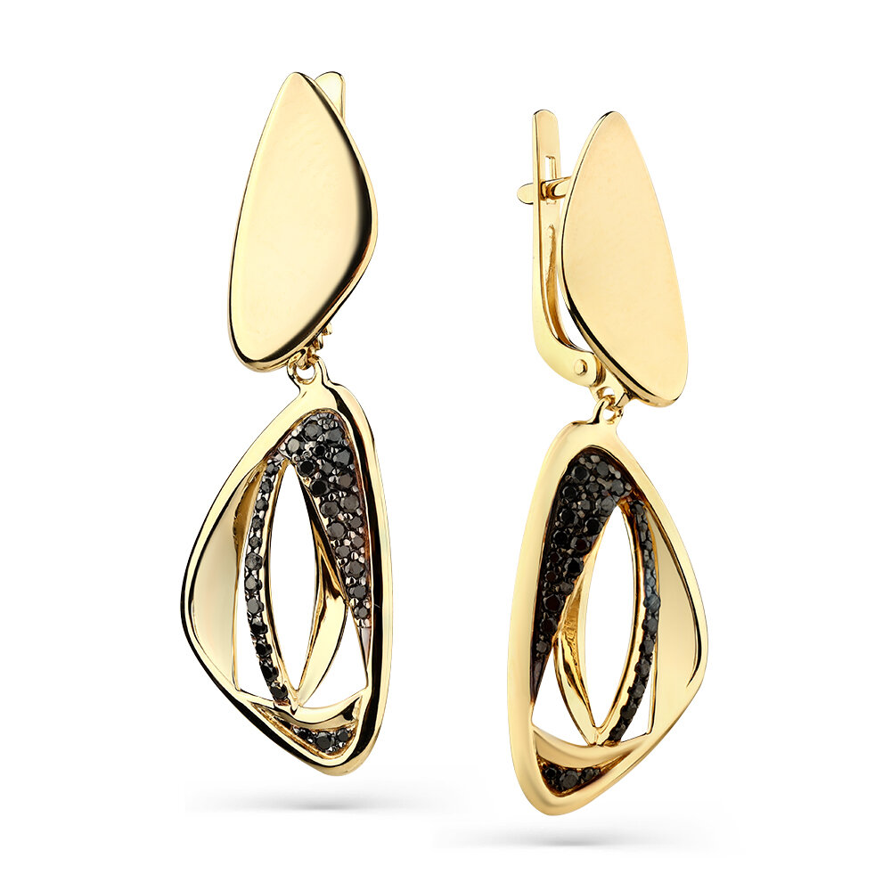 Серьги, желтое золото, 585 проба, бриллиант