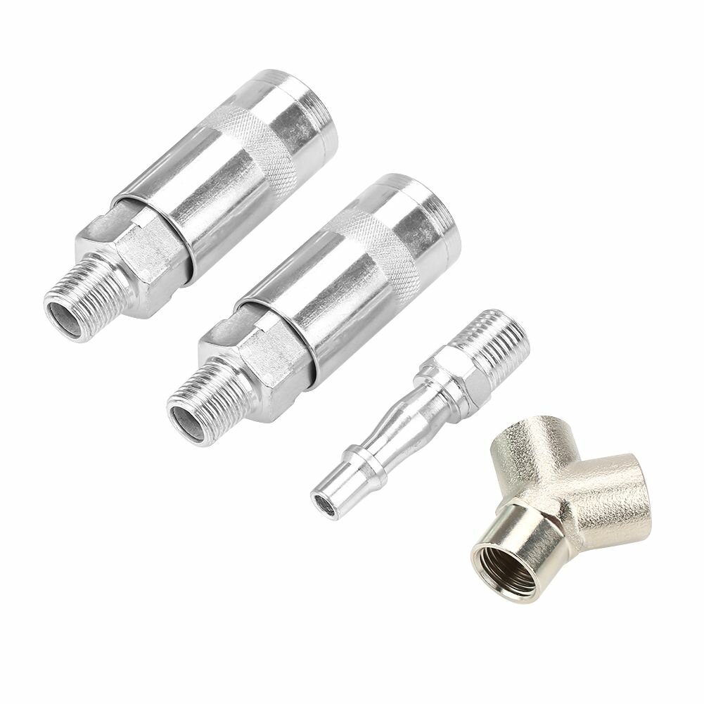 1/4" BSP Y-тройник с быстроразъемом для компрессора, оцинк.