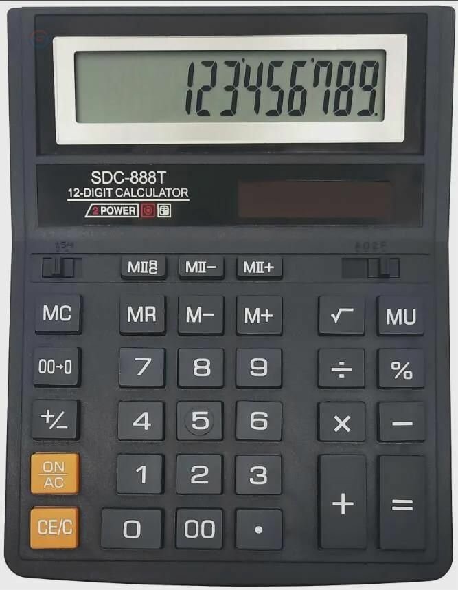 Большой настольный бухгалтерский калькулятор с 12-разрядным дисплеем, двойной памятью и функцией расчета наценки SDC-888T