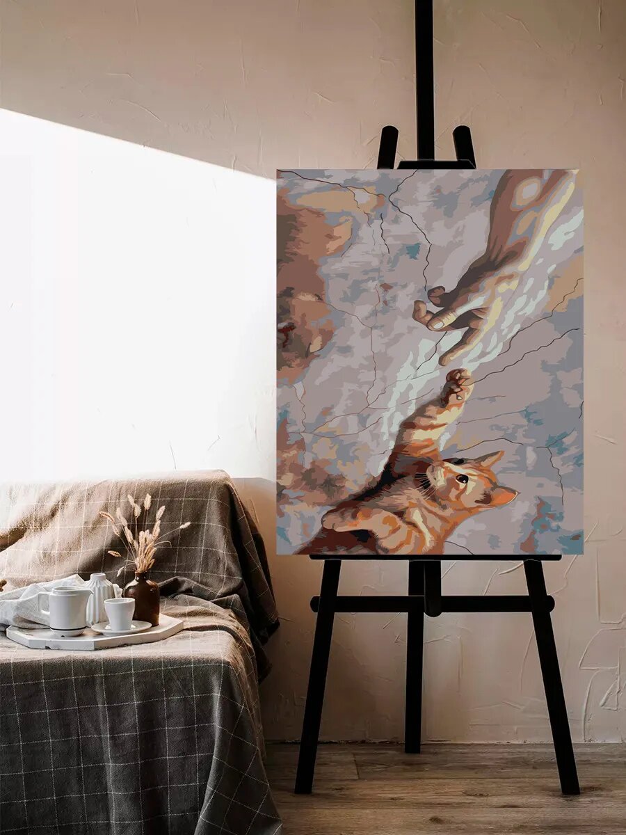 Картина по номерам Сотворение Кота Рыжий Кот Животное