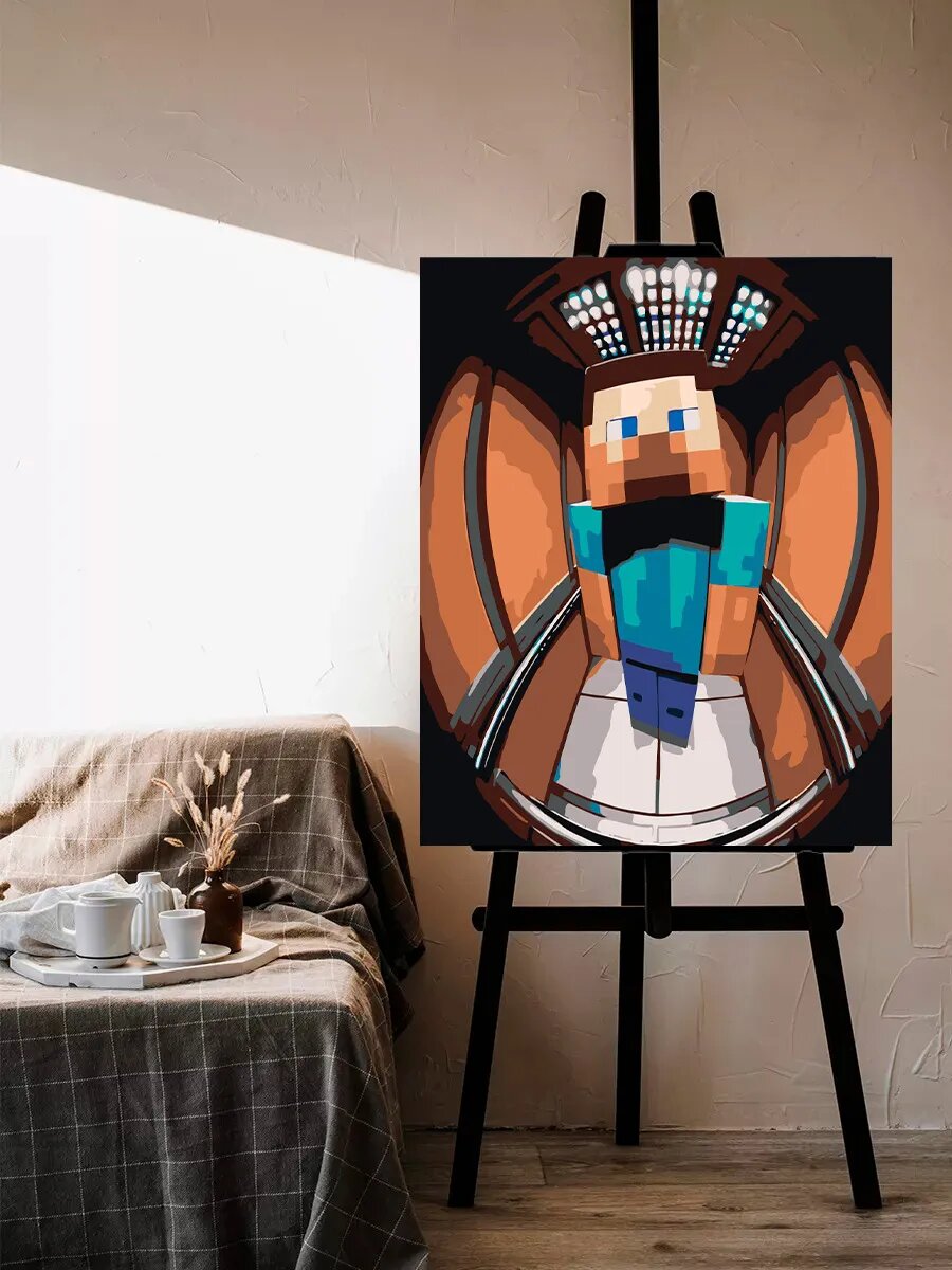 Картина по номерам Тусовные Стив Майнкрафт Лифт