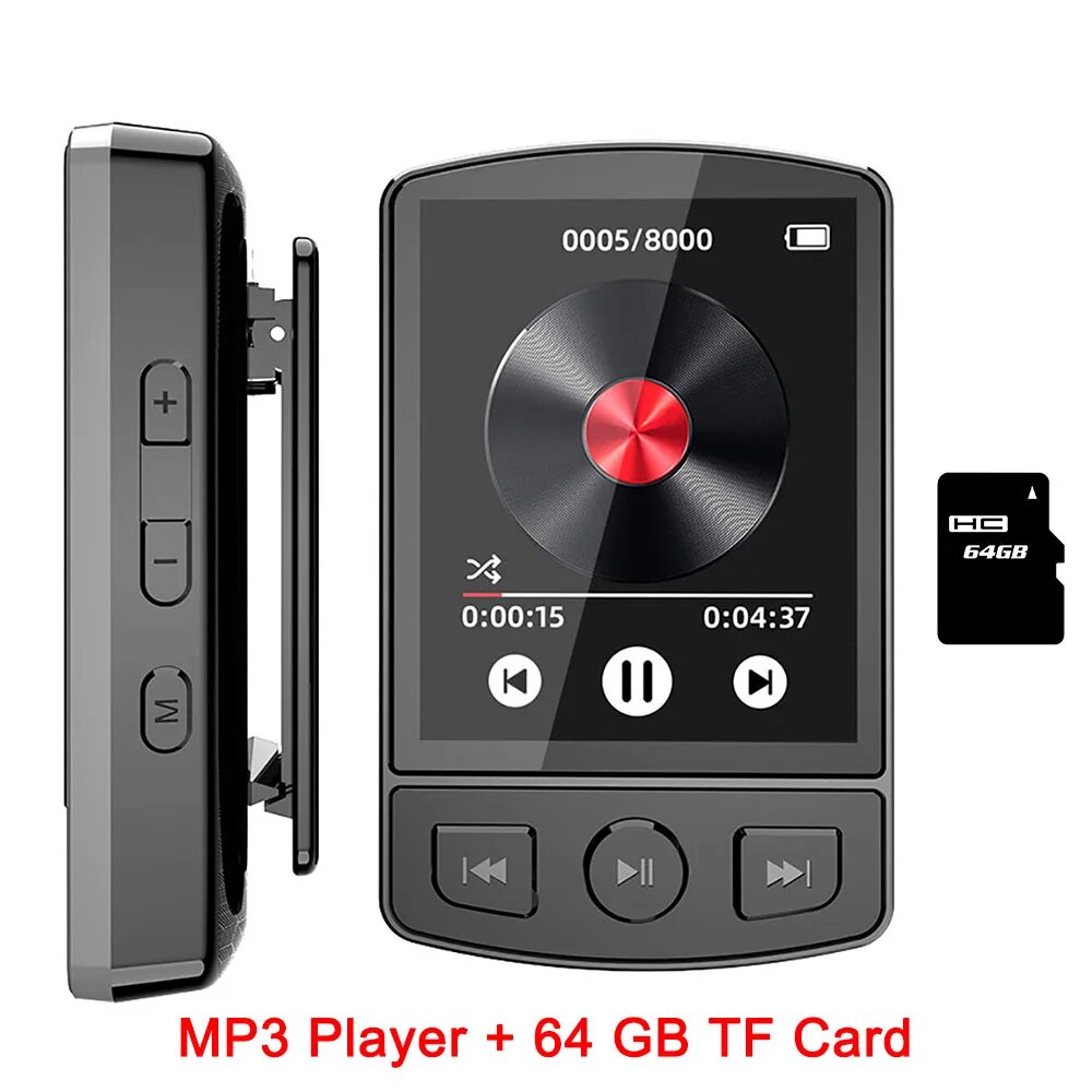 Портативный спортивный MP3-плеер Walkman HiFi звук Bluetooth 5.0
