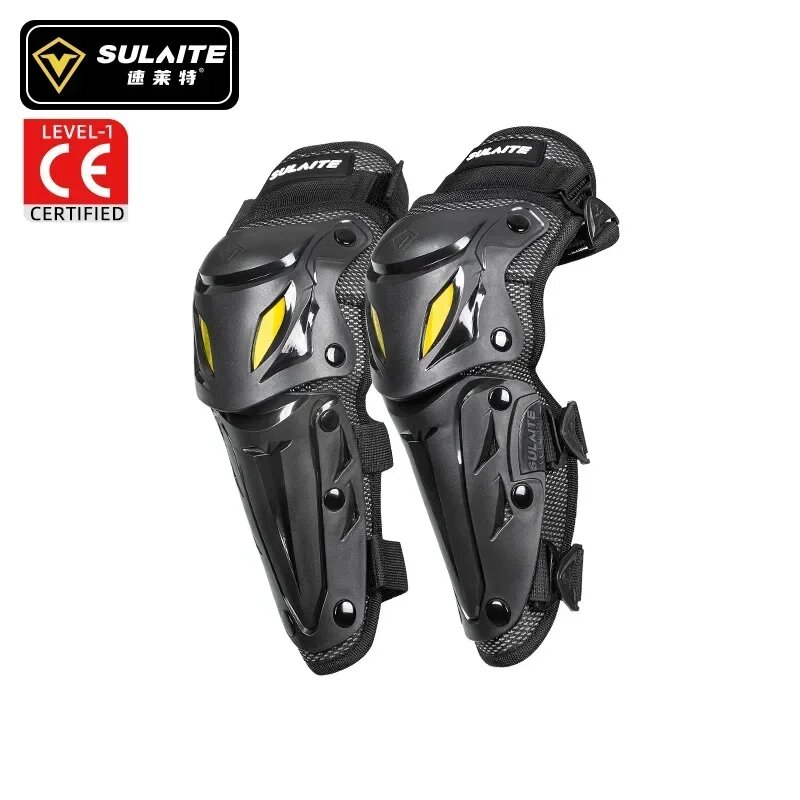Бренд Sulaite, Одобрено CE, мотоциклетные наколенники, мотозащита на локти, Мотокросс, MTB, велосипедные наколенники, полипропиленовая оболочка, защита мотоцикла, Черный