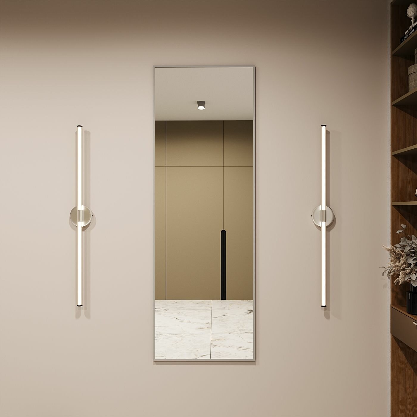 Зеркало настенное 161х60 см. BLX MIRROR интерьерное в алюминиевой раме, Серебро