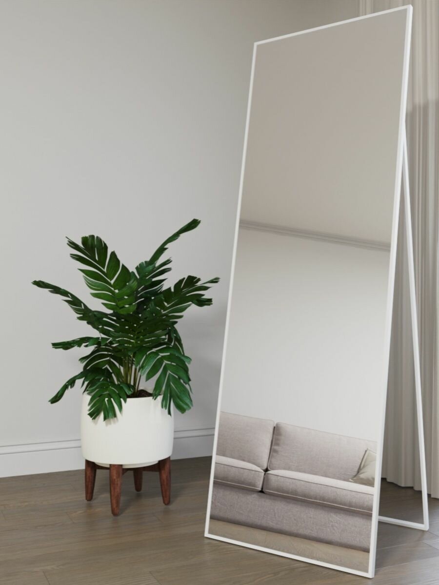 Зеркало настенное 180х60 см. BLX MIRROR интерьерное в алюминиевой раме напольное, Белое