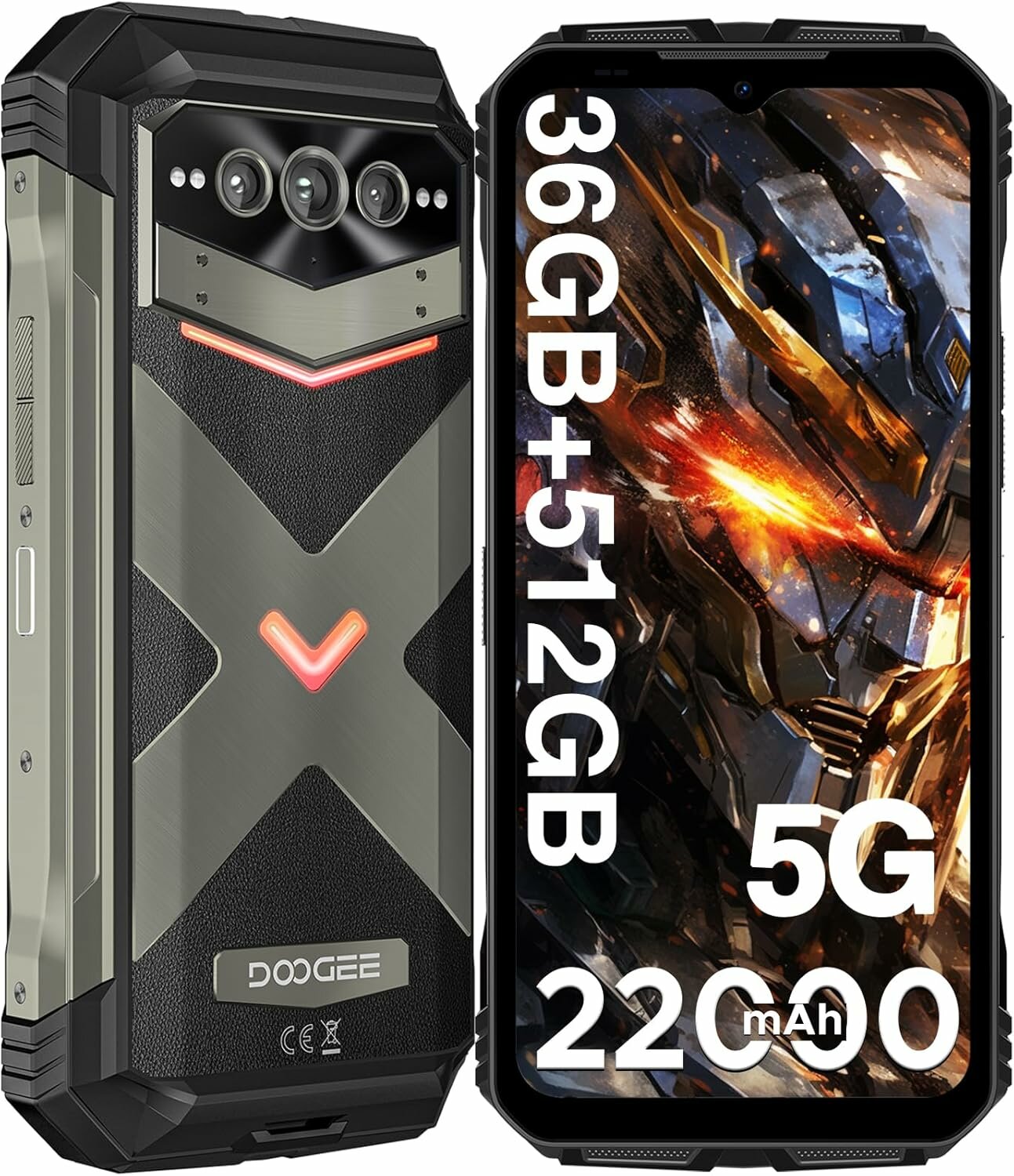 Защищенный смартфон DOOGEE V MAX Plus 5G, 22000 мАч, 36 ГБ, 512 ГБ