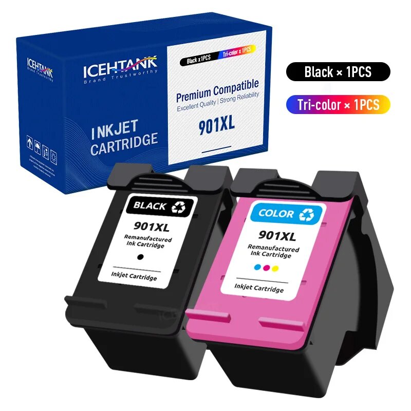 Совместимые картриджи Icehtank 901XL для HP Officejet черный+трехцветный