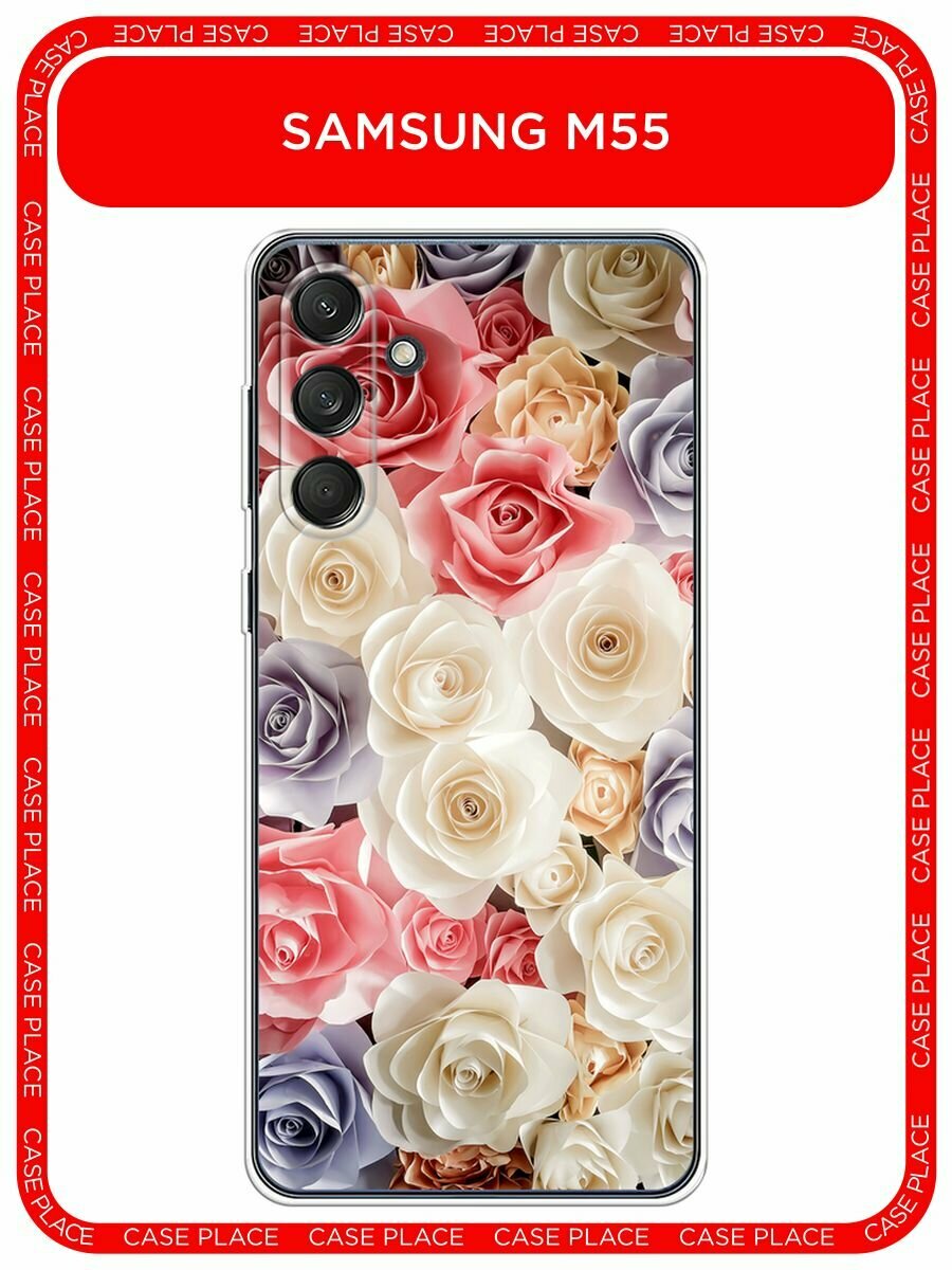 Чехол на Samsung Galaxy M55 / Самсунг M55 с принтом "Пастельные розы"
