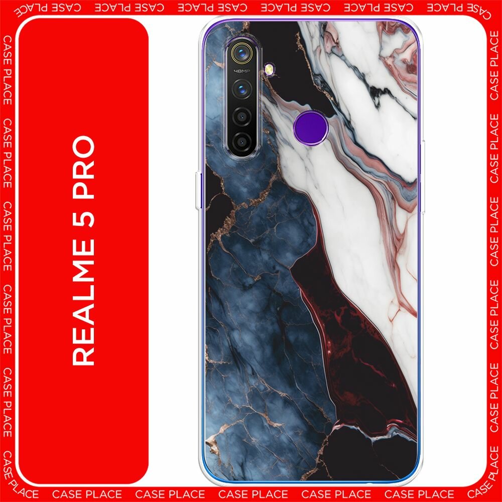 Чехол на Realme 5 Pro / Реалми 5 Про с принтом "Благородный мрамор"