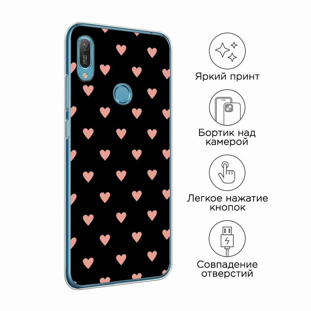 Чехол на Honor 8A/8A Pro/Huawei Y6s/Y6 2019 / Хонор 8А с принтом "Розовые сердечки" — фото 1