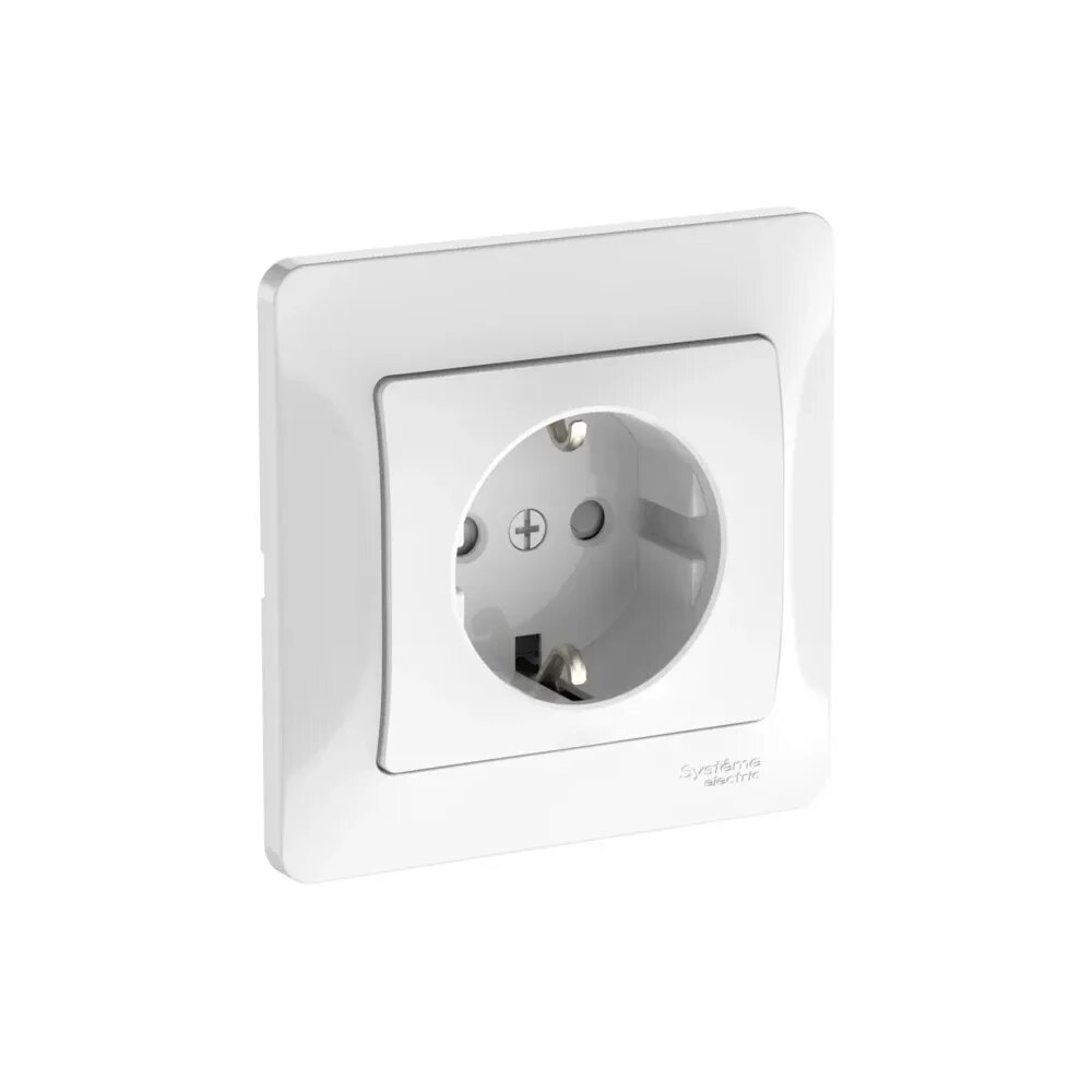 Systeme Electric GLOSSA розетка с заземлением со шторками, 16А, в сборе, быстрозажим. клем, Белый GSL000144S
