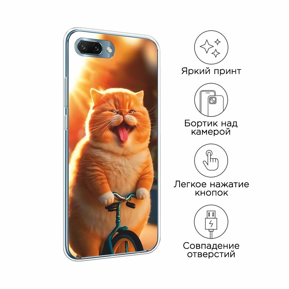 Силиконовый чехол на Honor 10 / Хонор 10 с принтом "Кот на велике" — фото 1