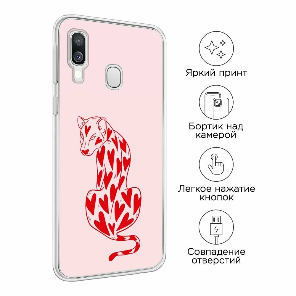 Чехол на Samsung Galaxy A40 / Самсунг Галакси А40 с принтом "Heart panther 1 - 14 февраля" — фото 1