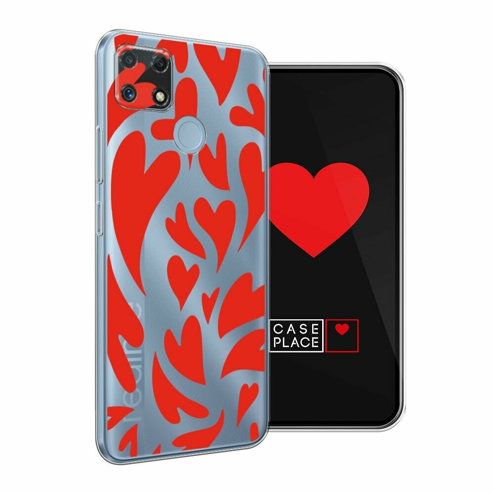 Чехол на Realme C25/C25s / Реалми С25/C25s с принтом "Crazy hearts 2 - 14 февраля", прозрачный — фото 1