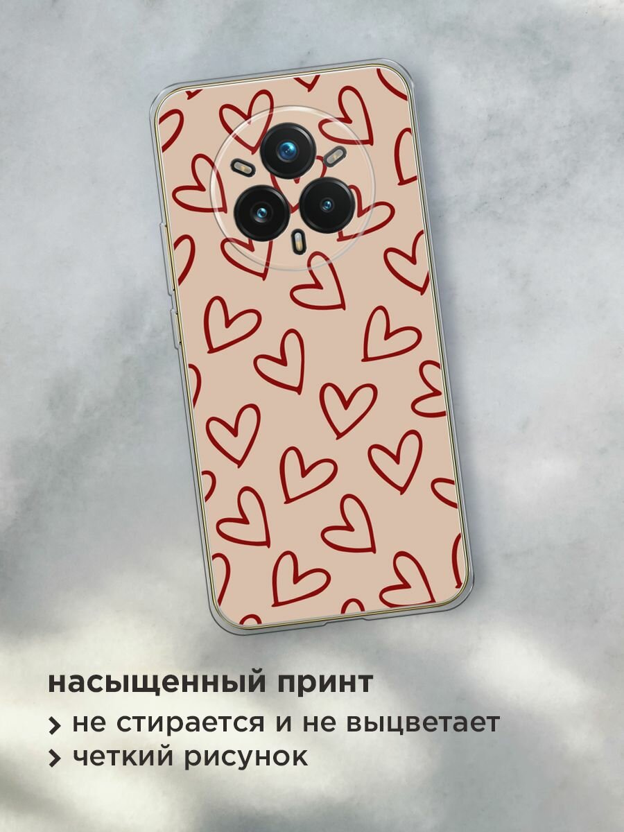 Чехол на Realme 14 Pro+ / Реалми 14 Про+ с принтом "Little hearts doodles 1 - 14 февраля" — фото 1