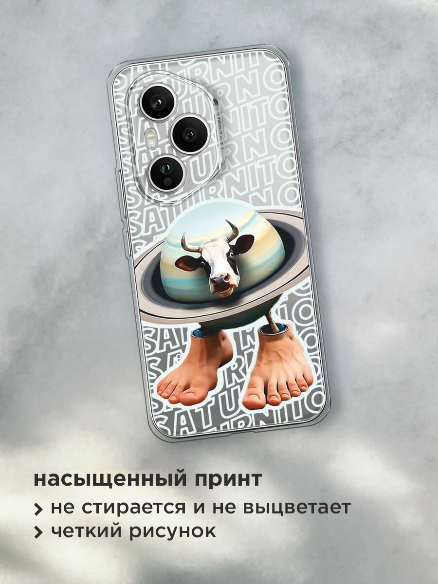 Чехол на Honor 400 Pro / Хонор 400 Про с принтом "Сатурнито сатурно 2", прозрачный — фото 1