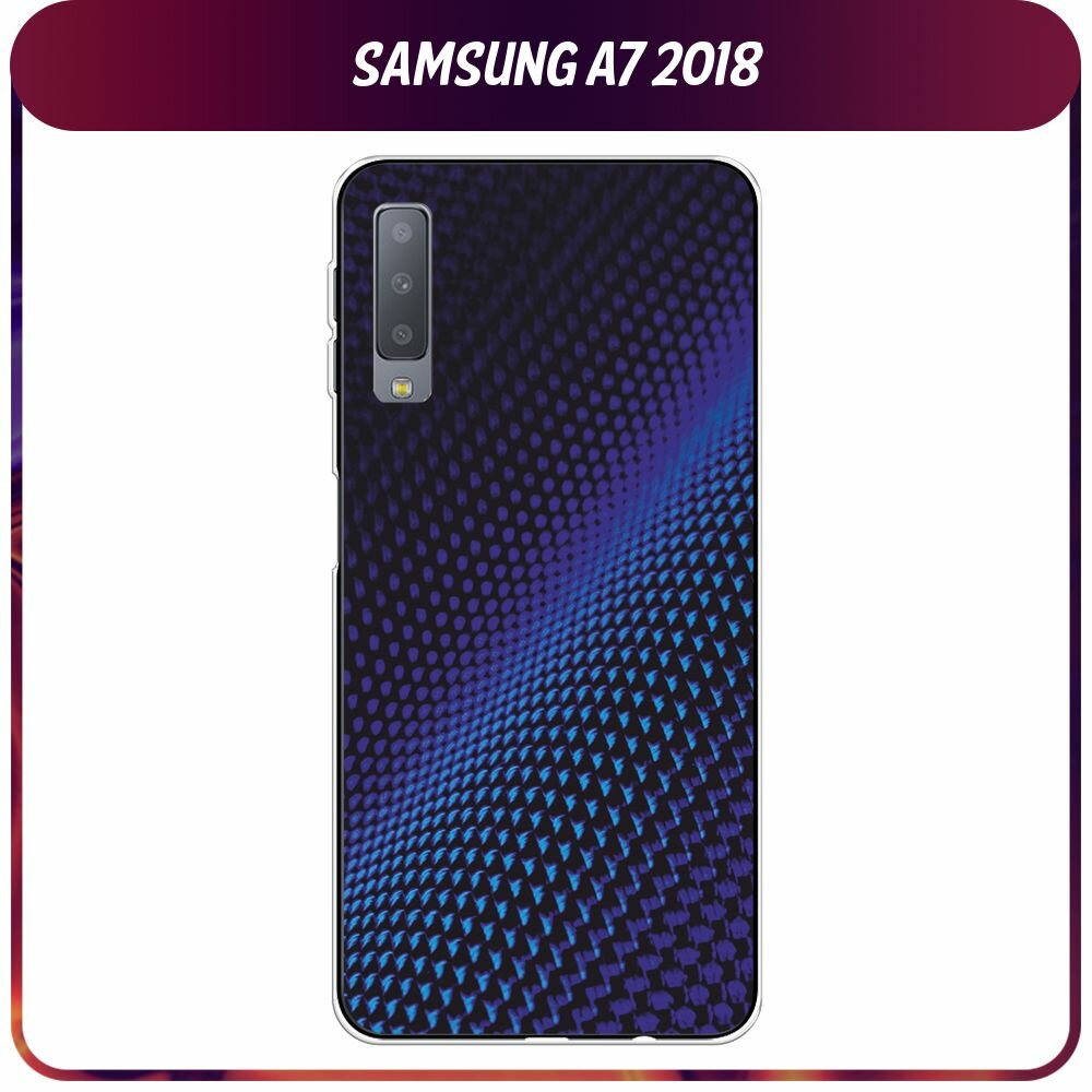 Чехол на Samsung Galaxy A7 2018 / Самсунг Галакси А7 2018 с принтом "Синий карбон"