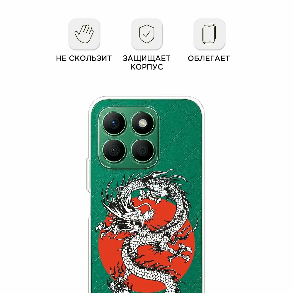 Чехол на Honor X8B / Хонор X8B с принтом "Восходящий дракон", прозрачный — фото 1