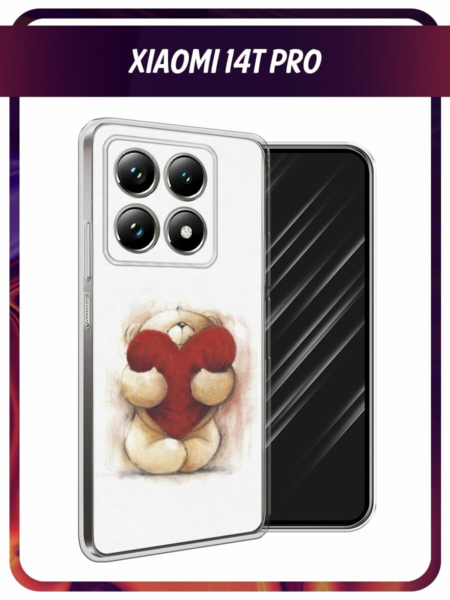 Чехол на Xiaomi 14T Pro / Сяоми 14T Про с принтом "Мишка с сердцем 1"