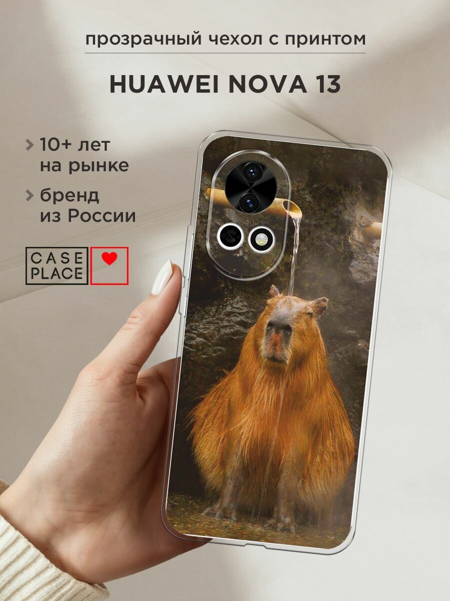 Чехол на Huawei Nova 12/Nova13 / Хуавей Нова 12/Нова 13 с принтом "Капибара на отдыхе"