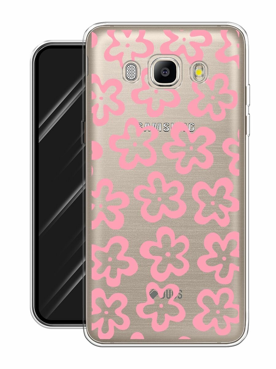 Чехол на Samsung Galaxy J5 2016 / Самсунг Галакси Джей 5 2016 с принтом "Простые розовые цветочки", прозрачный — фото 1
