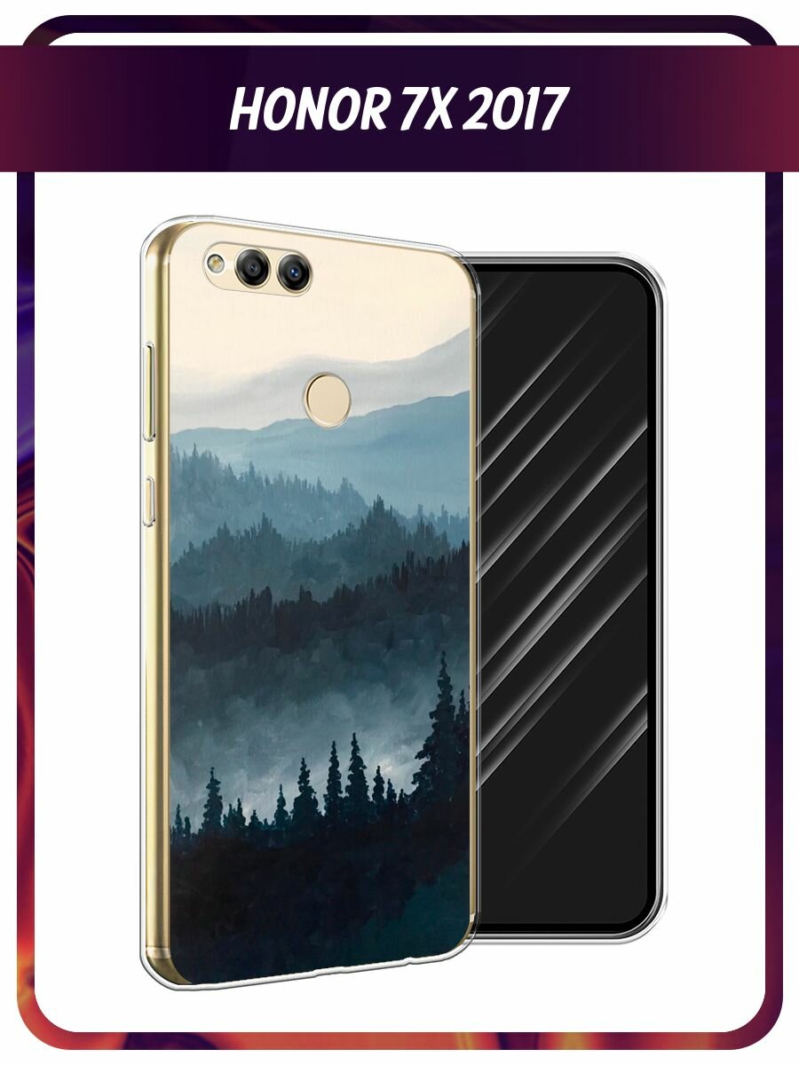 Силиконовый чехол на Honor 7X / Хонор 7Х с принтом "Туманные горы"