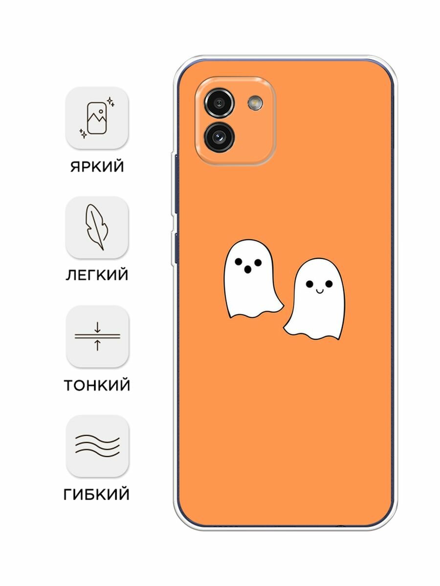 Чехол на Samsung Galaxy A03 / Самсунг Галакси А03 с принтом Cute ghosts — фото 1
