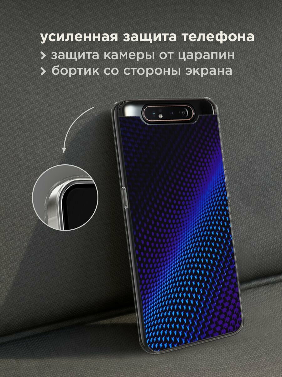 Чехол на Samsung Galaxy A80 / Самсунг Гэлакси A80 с принтом "Синий карбон" — фото 1