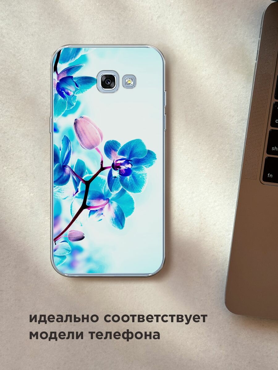 Чехол на Samsung Galaxy A5 2017 / Самсунг Галакси А5 2017 с принтом "Голубая орхидея" — фото 1