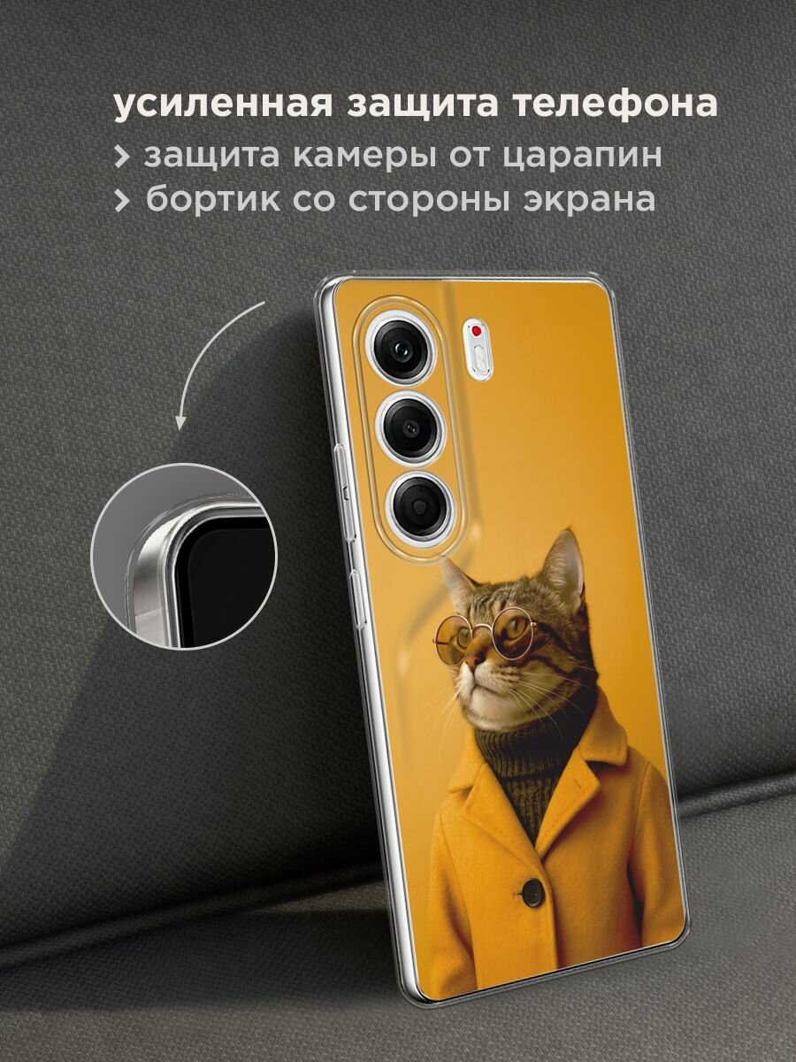 Чехол на Tecno Camon 40 Pro / Текно Камон 40 Про с принтом "Деловой кот в пальто" — фото 1