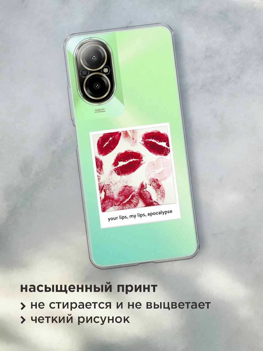 Чехол на Realme C67 4G / Реалми C67 4G с принтом "Полароид губы 2" — фото 1