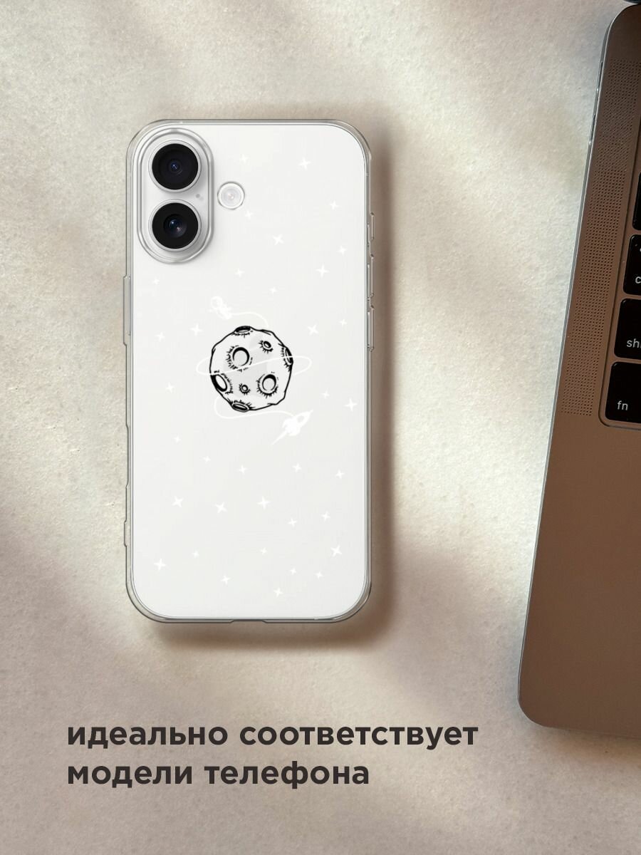 Чехол на Apple iPhone 17 / Айфон 17 с принтом "Полет вокруг луны", прозрачный — фото 1