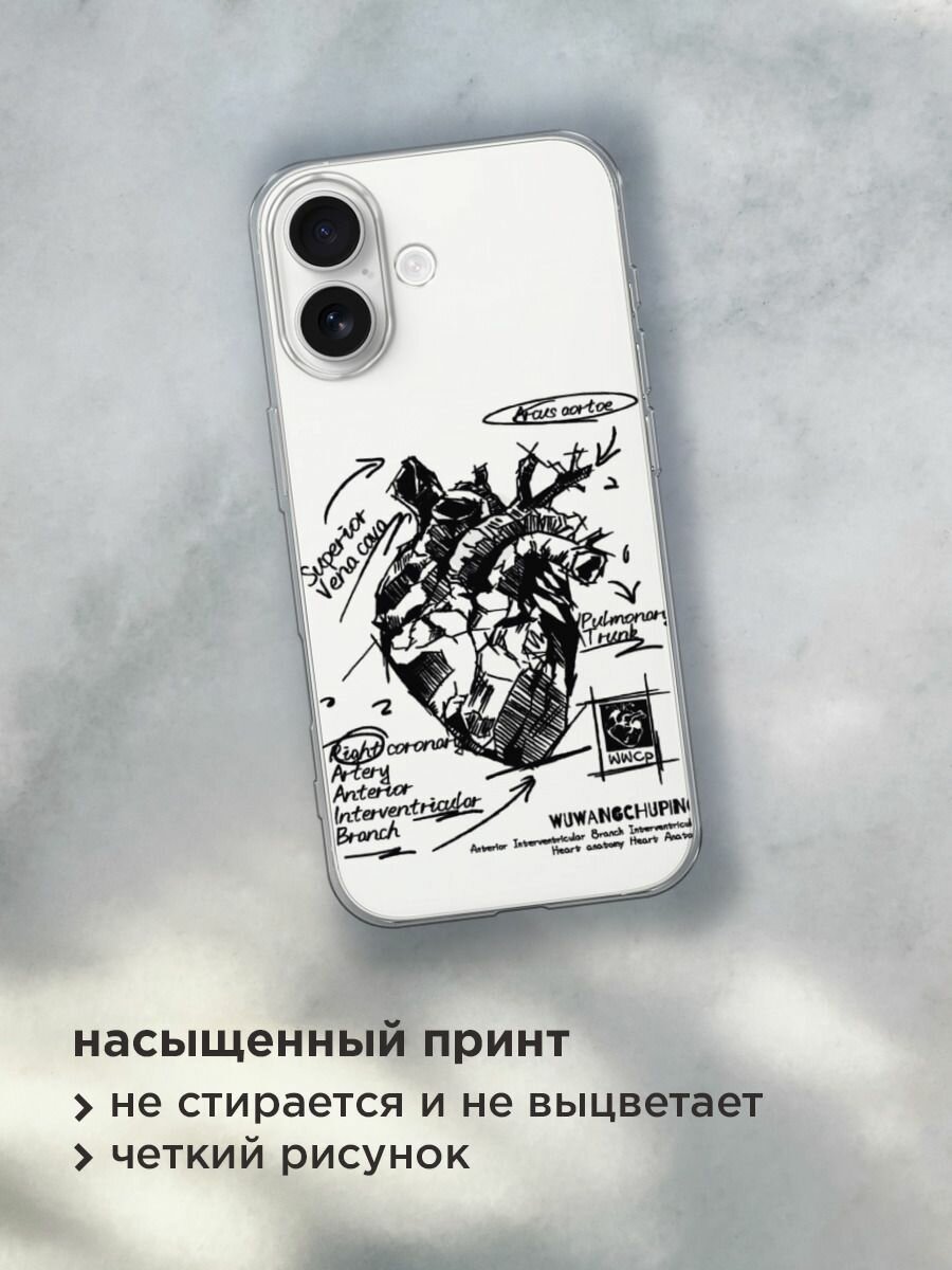 Чехол на Apple iPhone 17 / Айфон 17 с принтом "Анатомическое сердце 2", прозрачный — фото 1