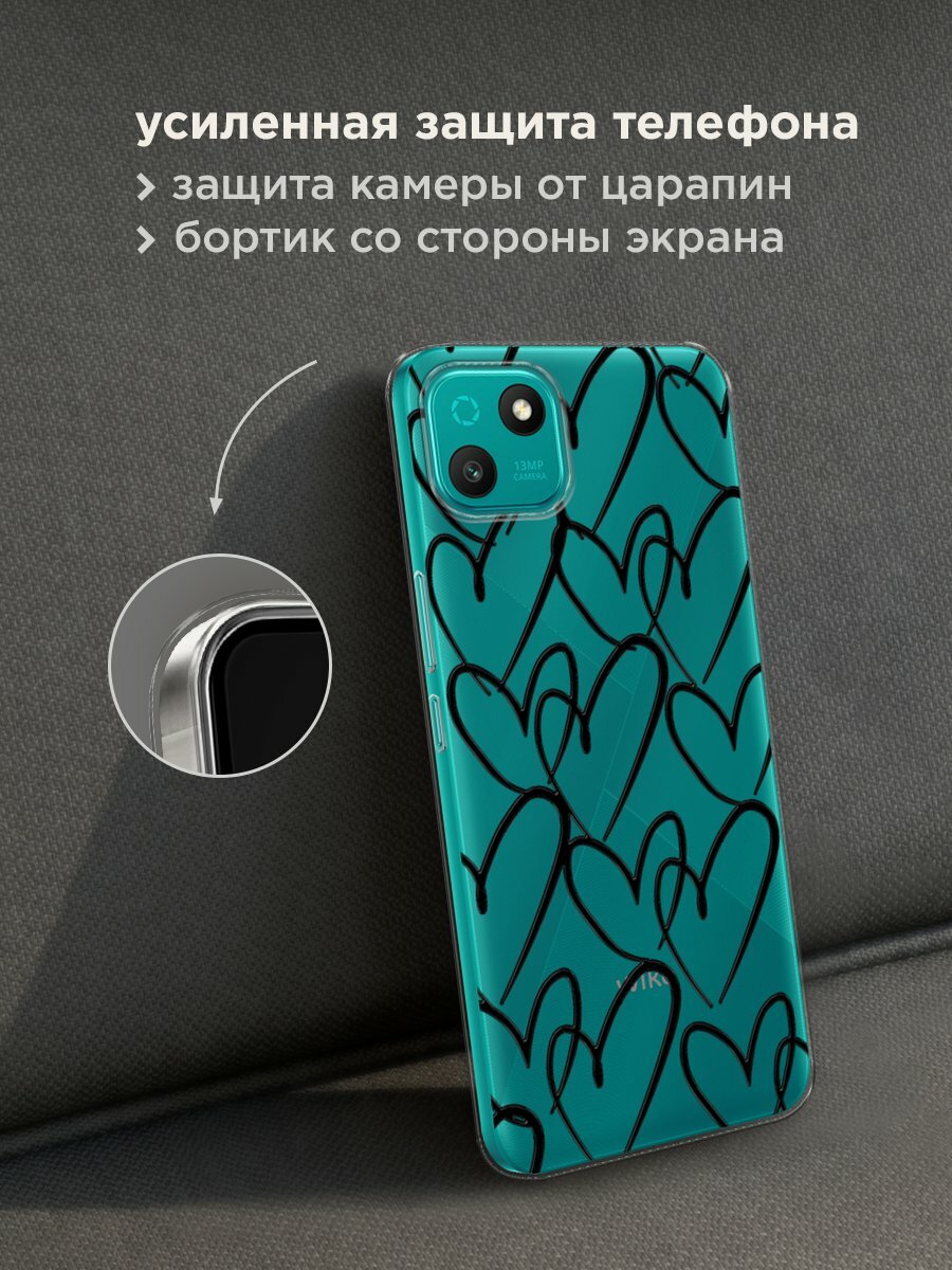 Чехол на Wiko T10 / Вико Т10 с принтом "Hearts doodle black 1" — фото 1