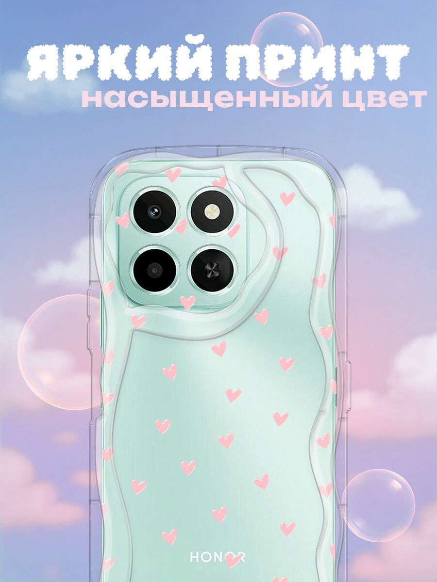 Чехол на Honor X6c / Хонор Х6с с принтом Маленькие нежные сердечки — фото 1