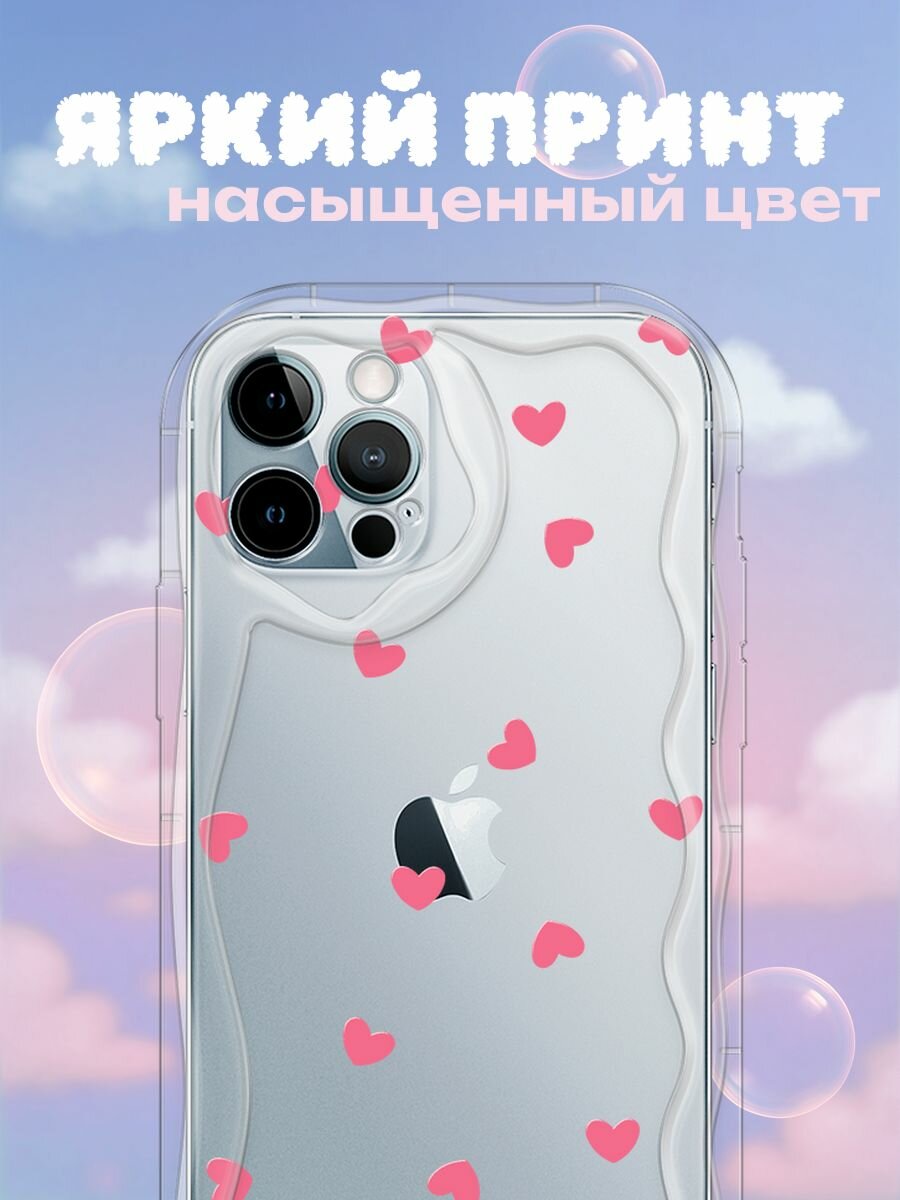 Чехол на Apple iPhone 12/12 Pro / Айфон 12/12 Pro с принтом Паттерн розовые сердечки — фото 1