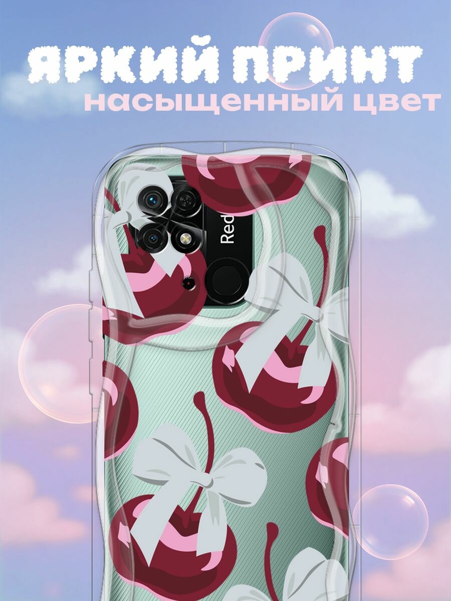Чехол на Xiaomi Redmi 10C / Редми 10С с принтом "Вишни с бантами" — фото 1