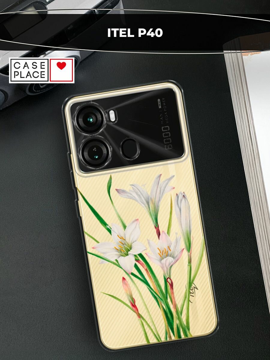 Чехол на Itel P40 / Ител P40 с принтом "White lily", прозрачный