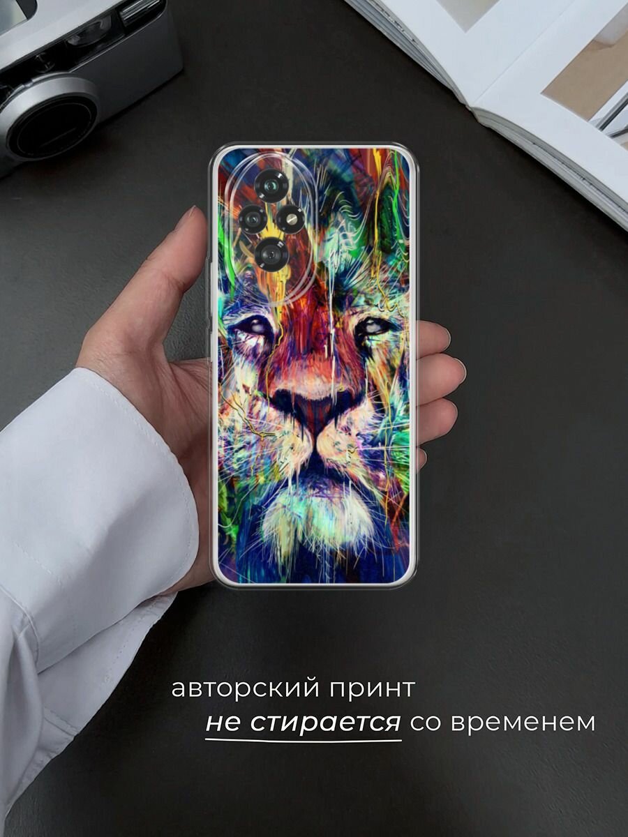 Силиконовый чехол на Honor 200 / Хонор 200 с принтом "Лев арт 6" — фото 1