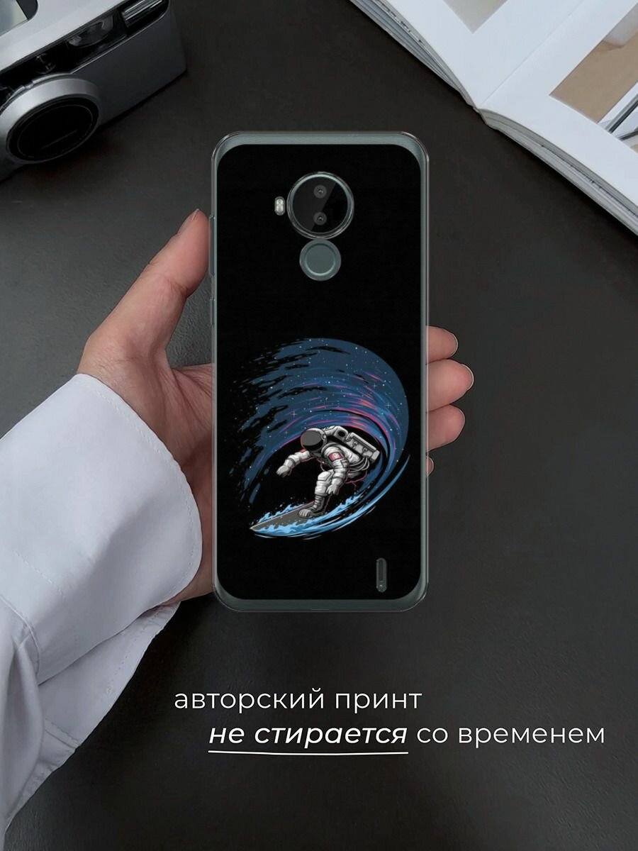 Чехол на Nokia C30 / Нокия C30 с принтом "Космонавт на серфе" — фото 1