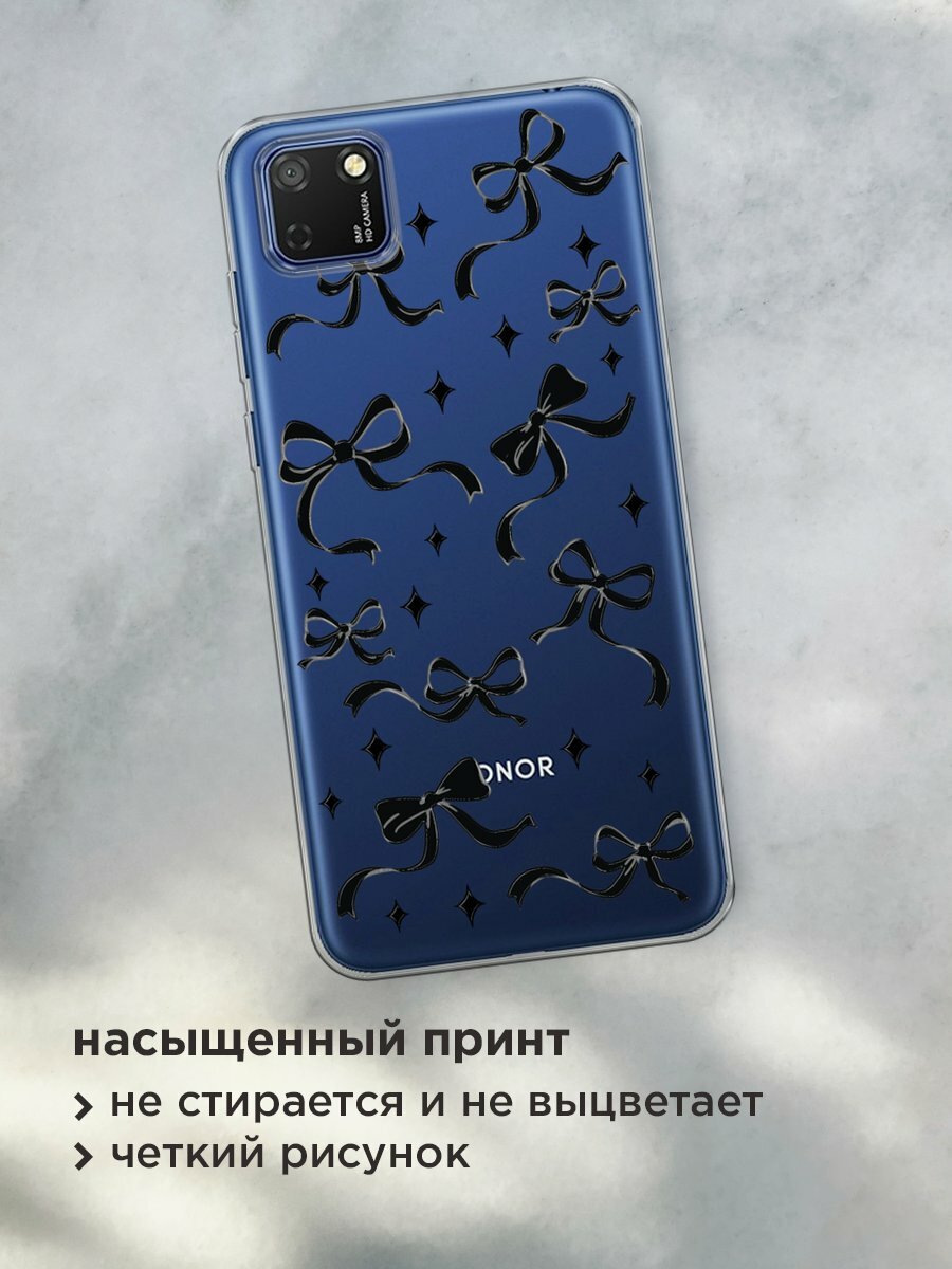 Чехол на Honor 9S/Huawei Y5p / Хонор 9S/Хуавей Y5p с принтом "Милые чёрные бантики 4" — фото 1