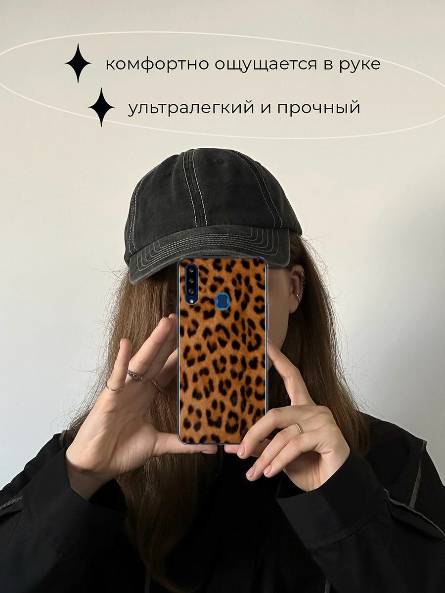 Чехол на Samsung Galaxy A20s / Самсунг Галакси A20s с принтом "Мех леопарда" — фото 1