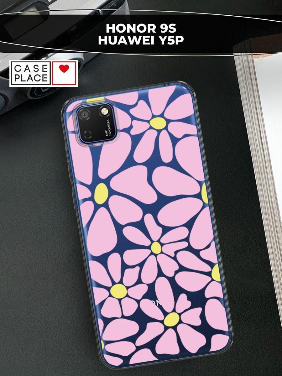 Чехол на Honor 9S/Huawei Y5p / Хонор 9S/Хуавей Y5p с принтом "Розовые лепестки 2", прозрачный